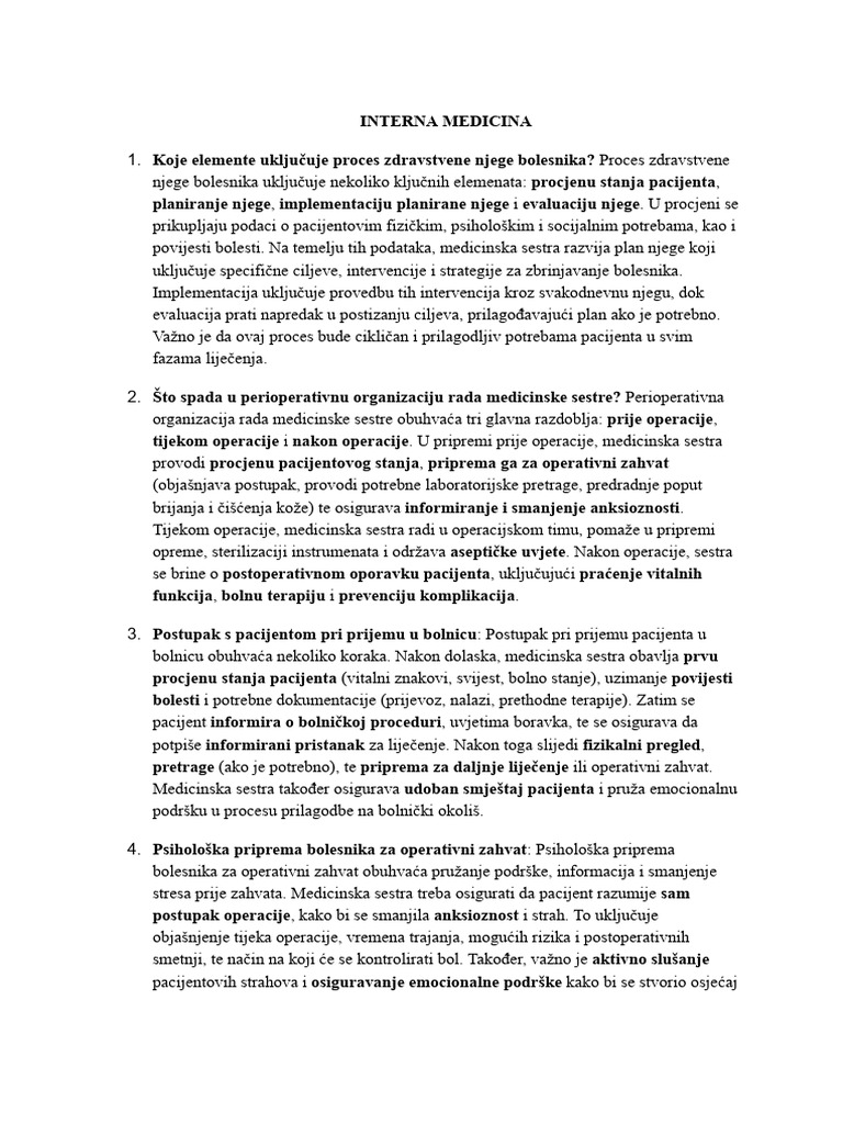 Njega Internistickih Pacijenata PZZ | PDF
