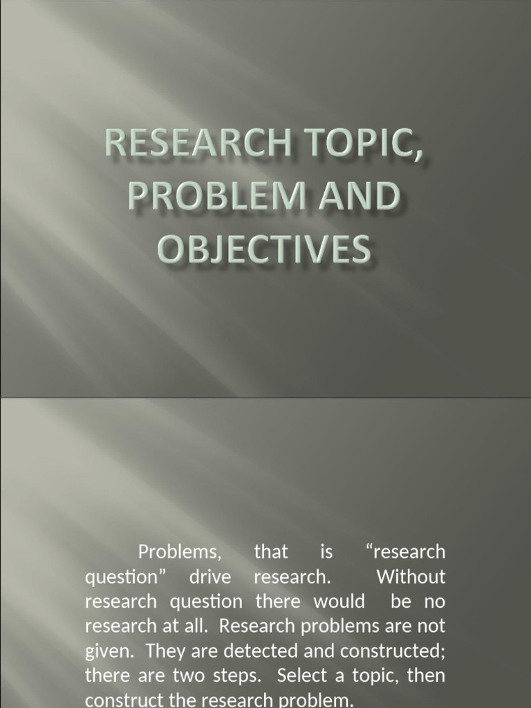 Research Topic Problem and Objectives | PDF | Psychological Concepts | Learning
