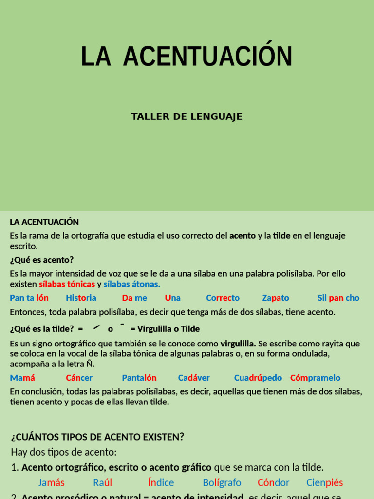 1 La Acentuación y Acentuación Tónica | PDF | Estrés (lingüística ...