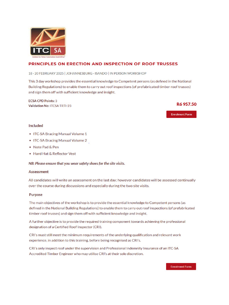 Itc Sa-3 Day Roof Erector Insoector Training | PDF