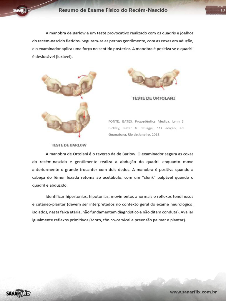 Manobras de Barlow e Ortolani em Neonatos | PDF