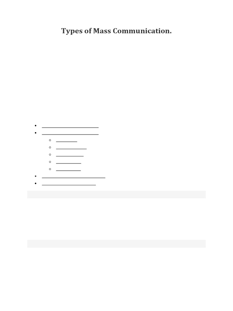 Types of Mass Communication | PDF | Mass Media | Communication