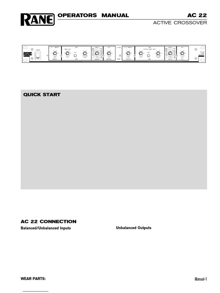 Rane Ac - 22-Operator Manual | PDF | Loudspeaker | Amplifier