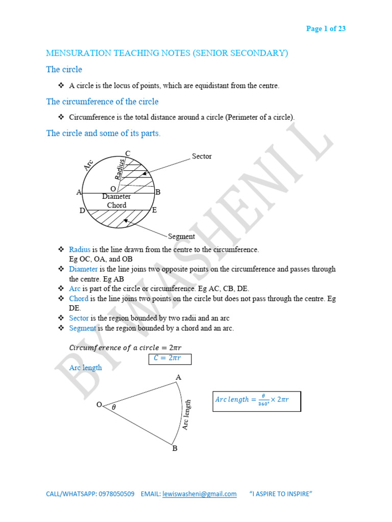 Mensuration Teaching Notes | PDF | Triangle | Area