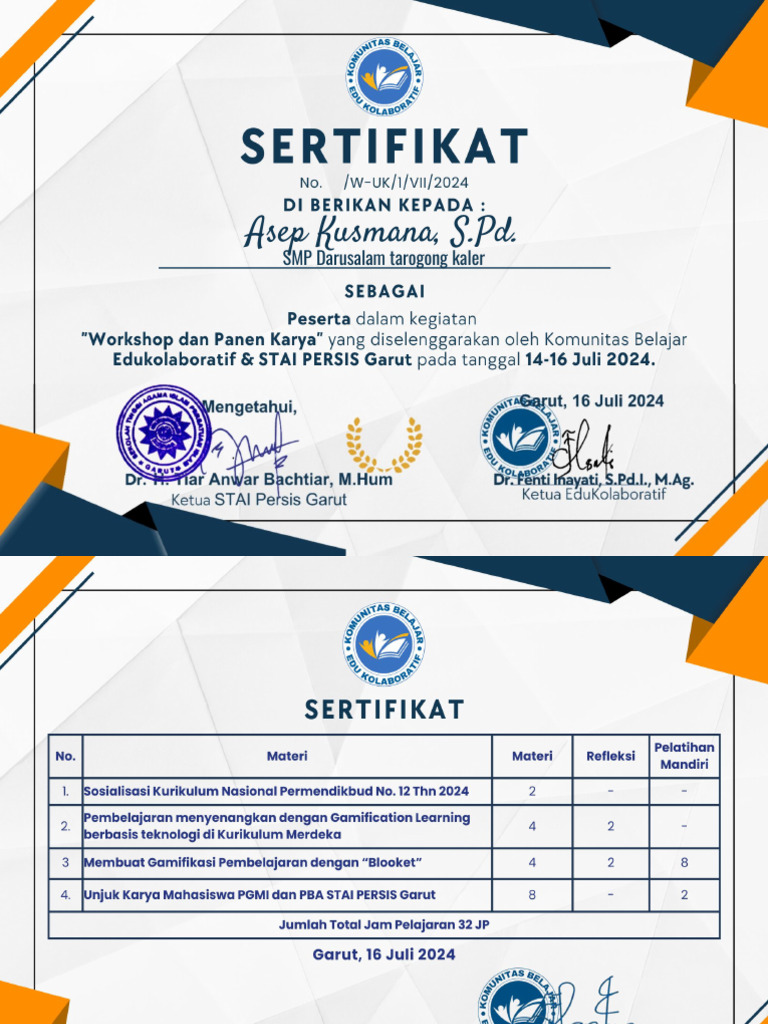 Sertifikat Workshop Dan Panen Karya - 8 | PDF