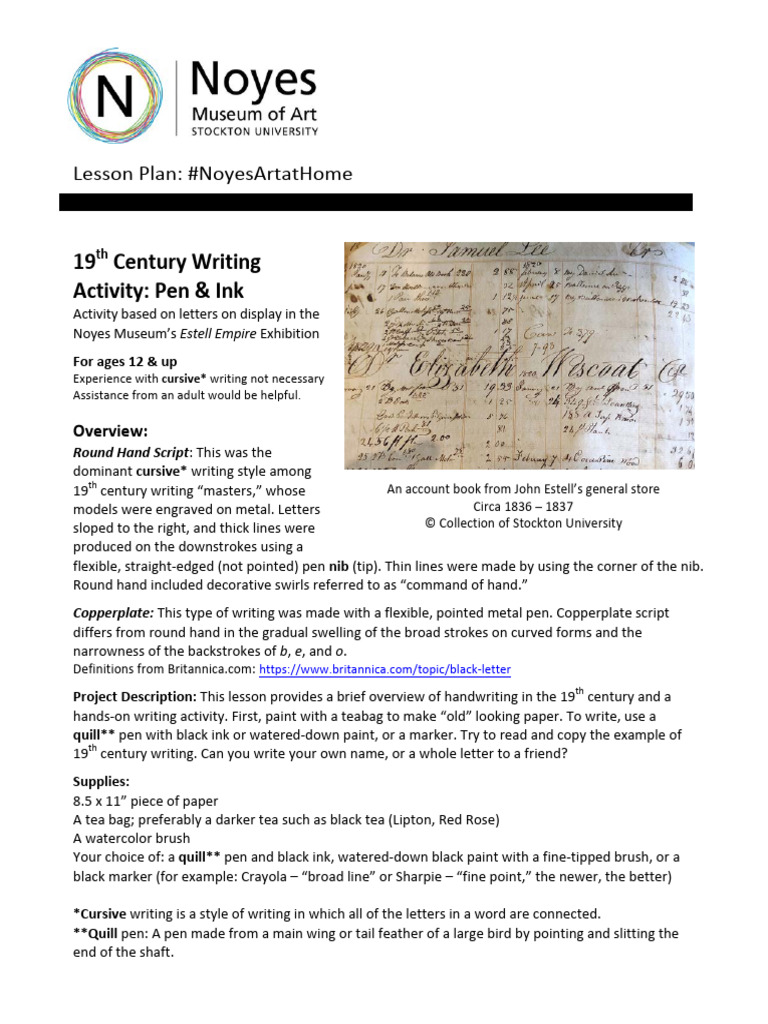 19th+Century+Writing+Activity NoyesArtatHome Lesson Plan Estell+Empire ...