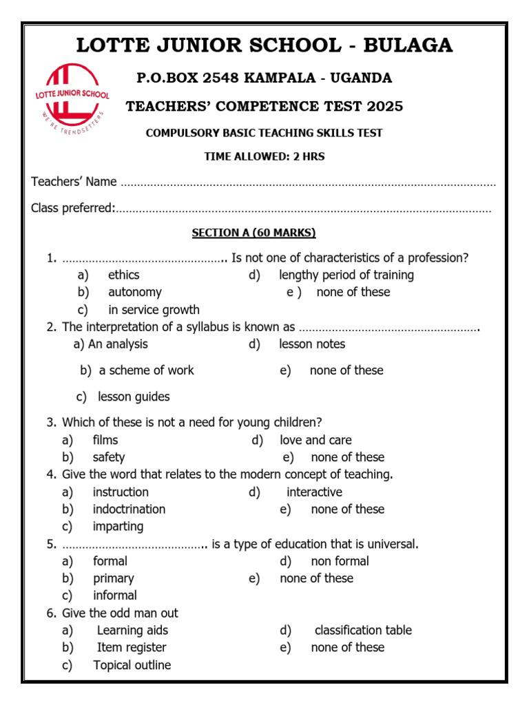Teacher's Competence Basic Skills - 250127 - 180100 | PDF | Learning ...