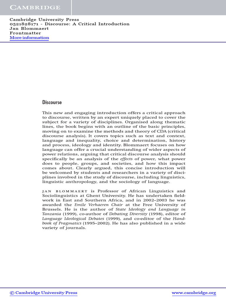 Cambridge University Press 0521828171 Di | PDF | Linguistics | Discourse