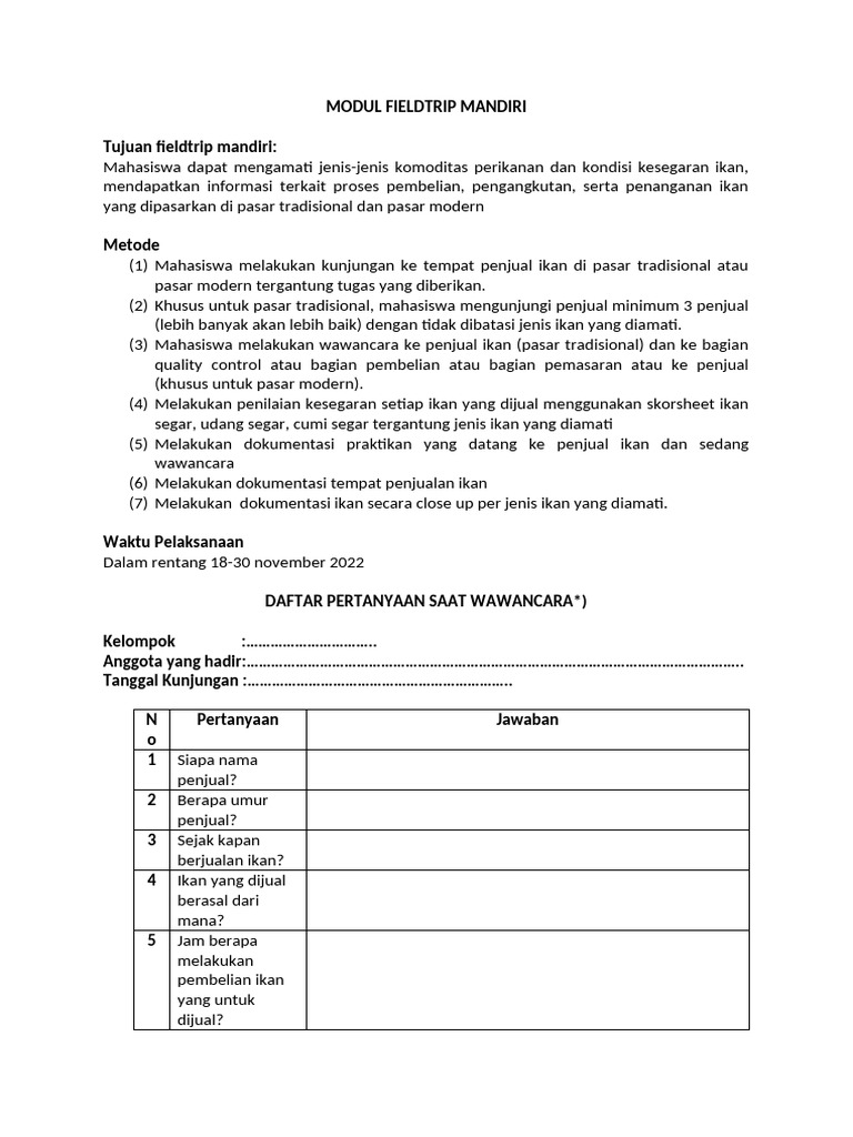 Modul Fieldtrip Mandiri | PDF