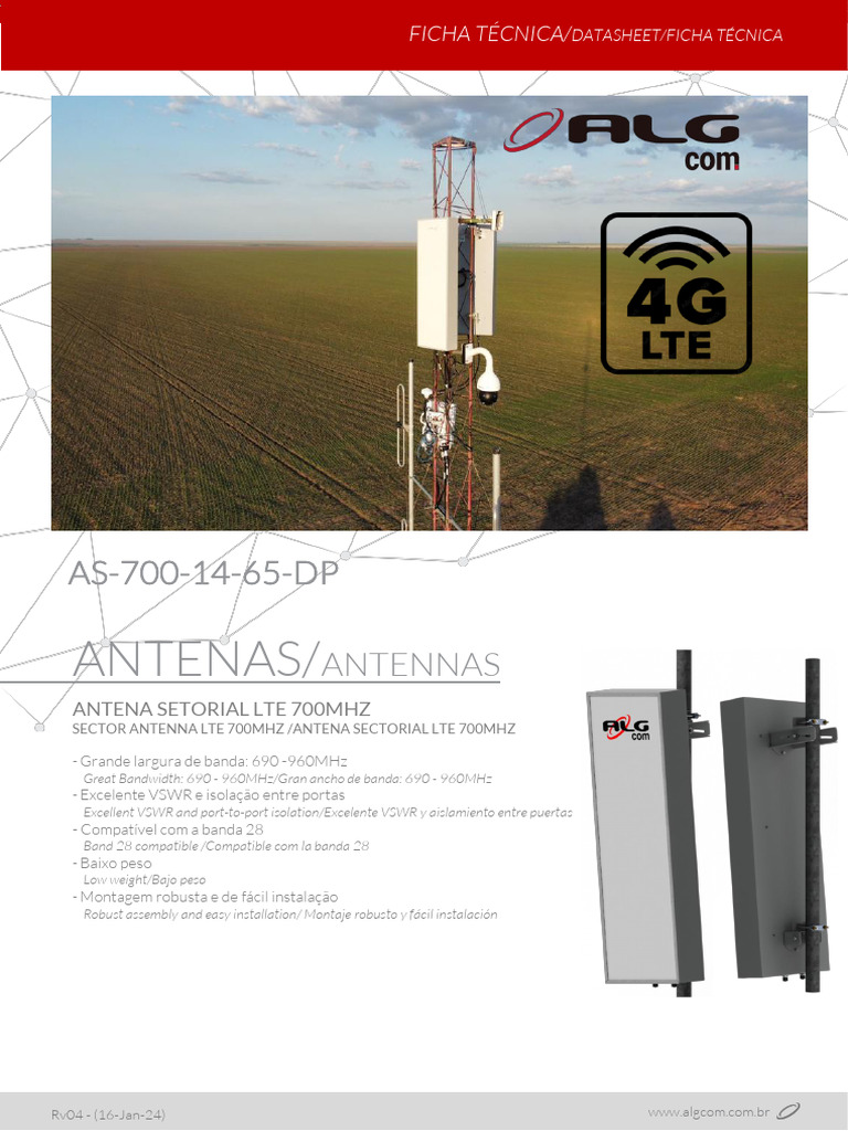Antena Setorial LTE 700MHz - Especificações | PDF | Eletromagnetismo ...