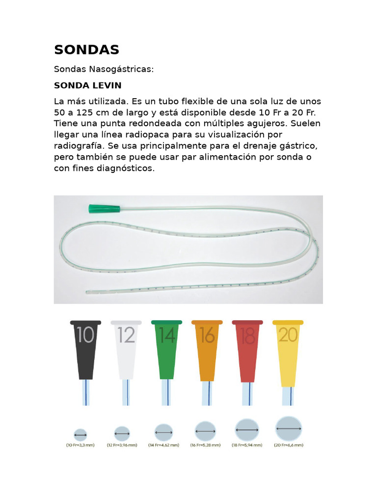 Tipos De Sondas Médicas Y Usos Pdf