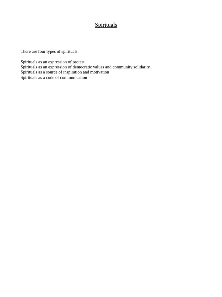 Types of Spirituals Explained | PDF