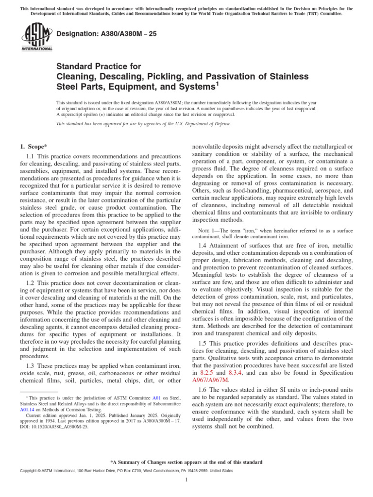 Astm A380-A380m 2025 | PDF | Stainless Steel | Corrosion