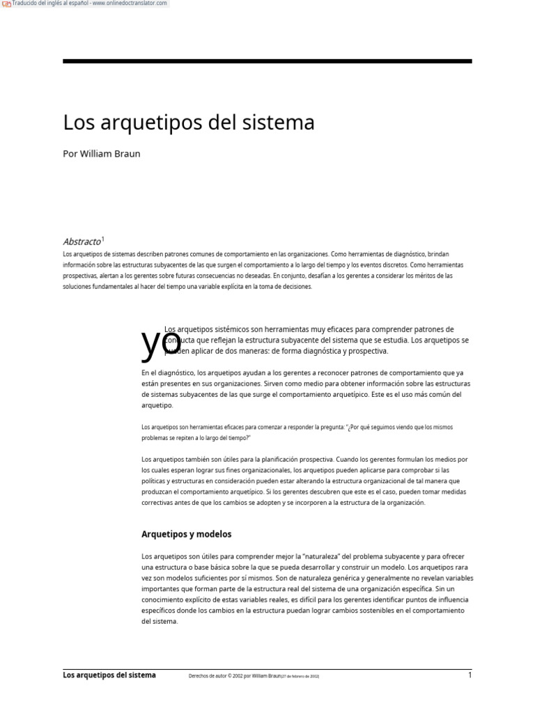 Arquetipos de Sistemas en Gestión Organizacional | PDF | Comportamiento ...