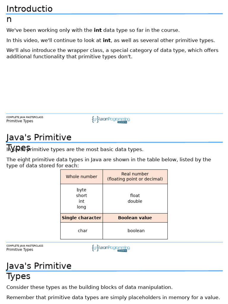 Slides First Steps Primitive Types | PDF | Data Type | Integer (Computer Science)
