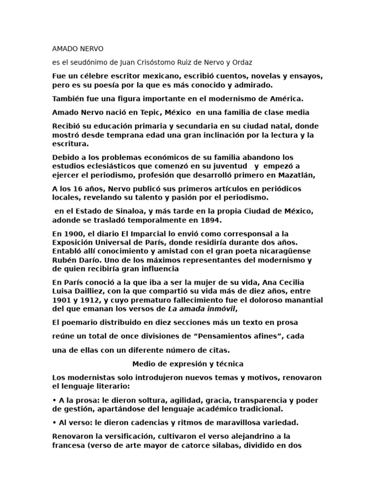 Exposición de Amado Nervo | PDF