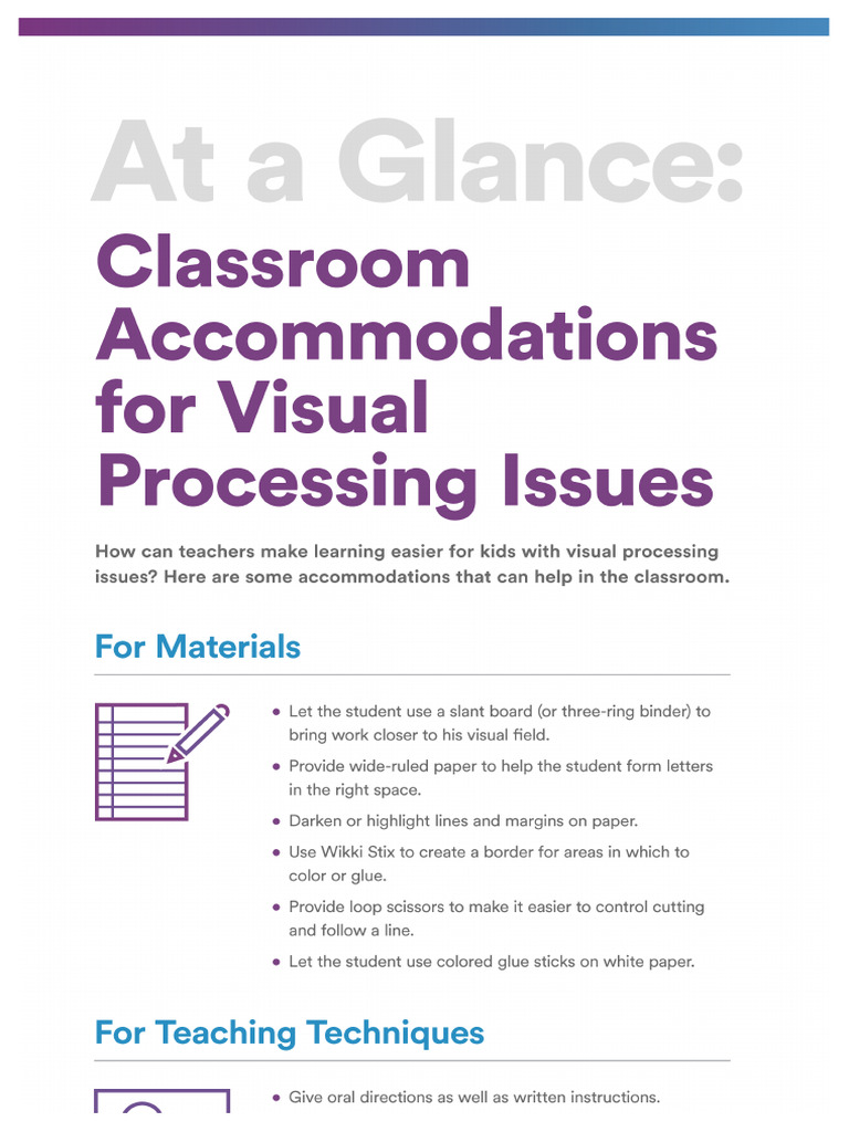 Accommodations To Help Students With Visual Processing Issues - Special ...
