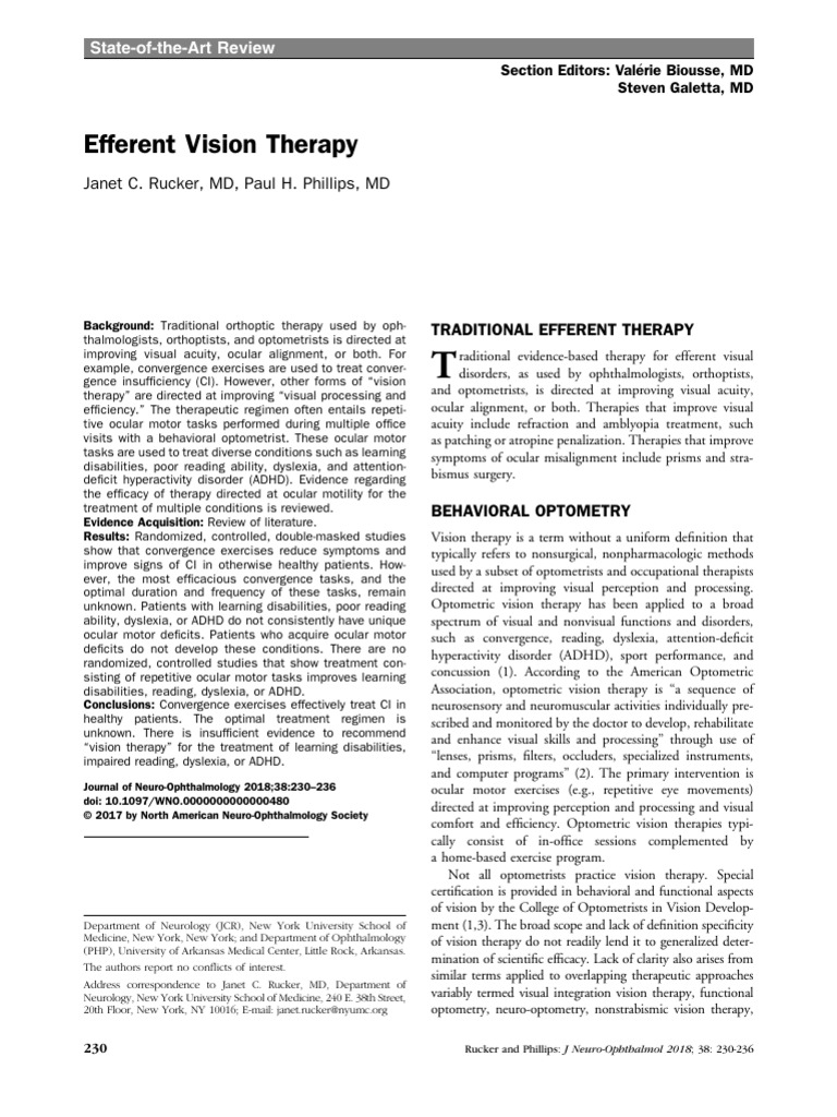 Efferent Vision Therapy - CI Training On DVIP Issues | PDF | Attention ...