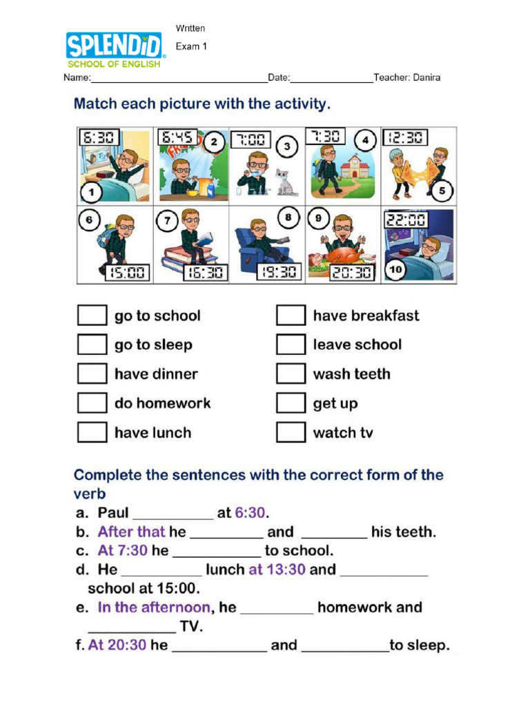 Examen Kid S Box 4 Unit Hello-1 | PDF