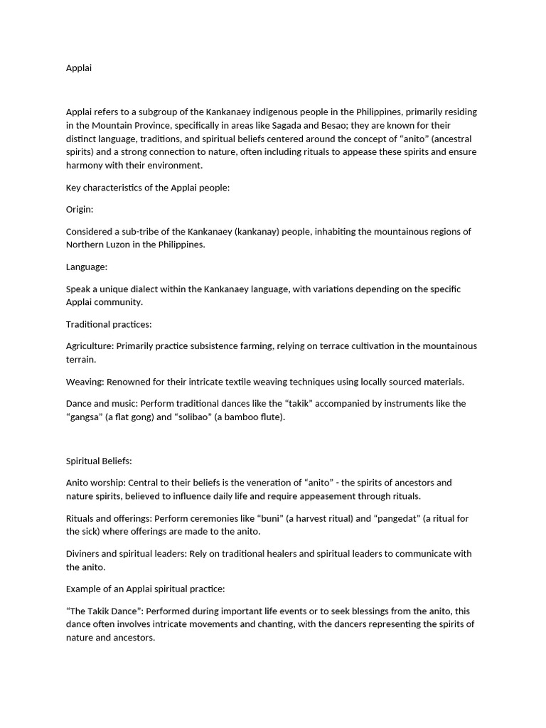 Applai: Kankanaey Indigenous Culture | PDF | Ethnicity | Cultural ...