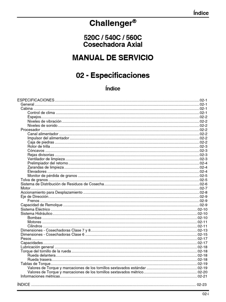 Cap 02 - Especificaciones | PDF | Cosecha | Eje