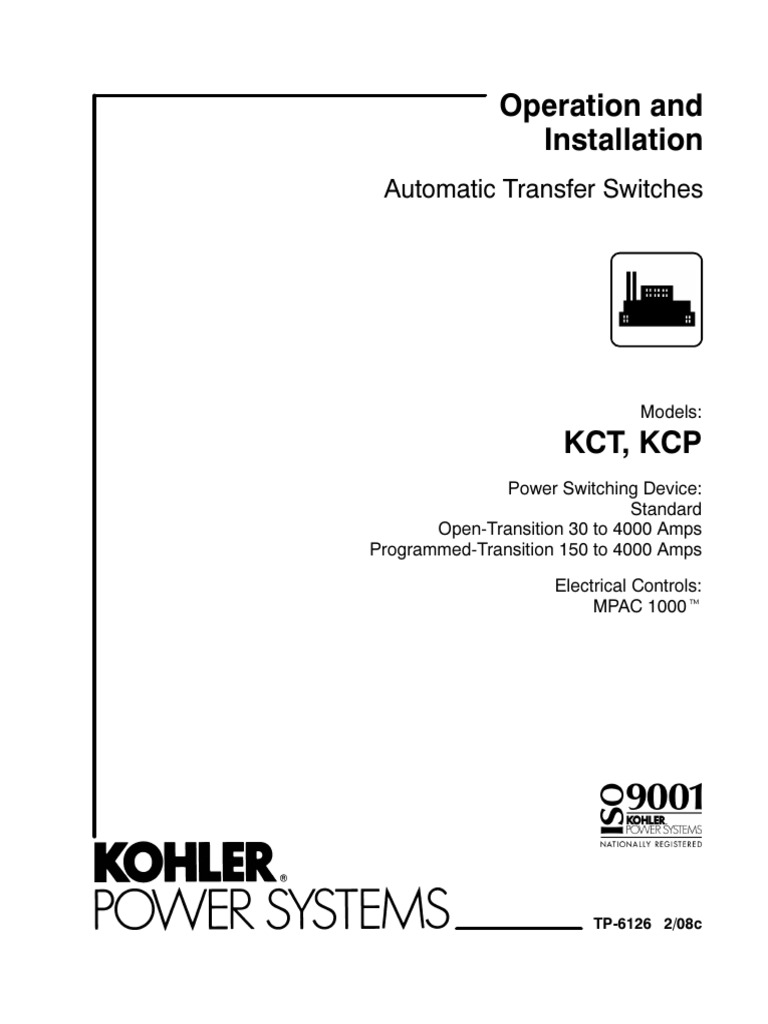 Tp6126 - Operation and Instalation - Automatic Transfer Switches - Models Kct - Kcp | PDF ...