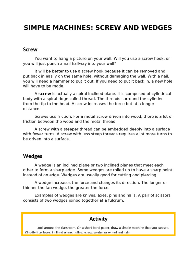 Activity On Monday Science 6 | PDF