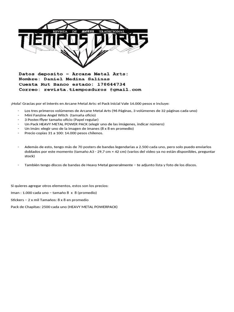 informacion arcane metal arts | PDF