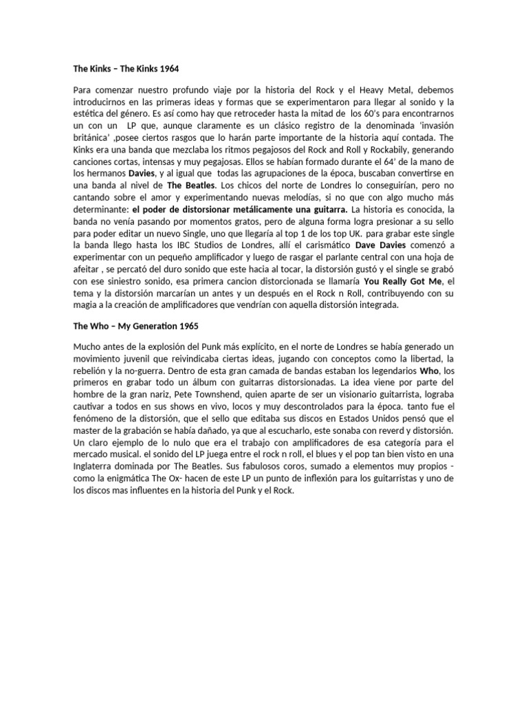 The Kinks - The Kinks 1964 | PDF | Música heavy metal | La música rock