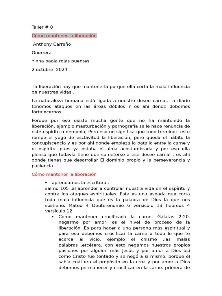 Taller 8 Yinna Paola Rojas Puentes | PDF | Oración | Amor
