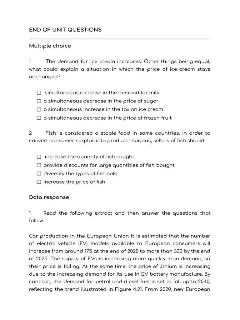 Unit 2 - End of Unit Activity | PDF | Electric Vehicle | Car