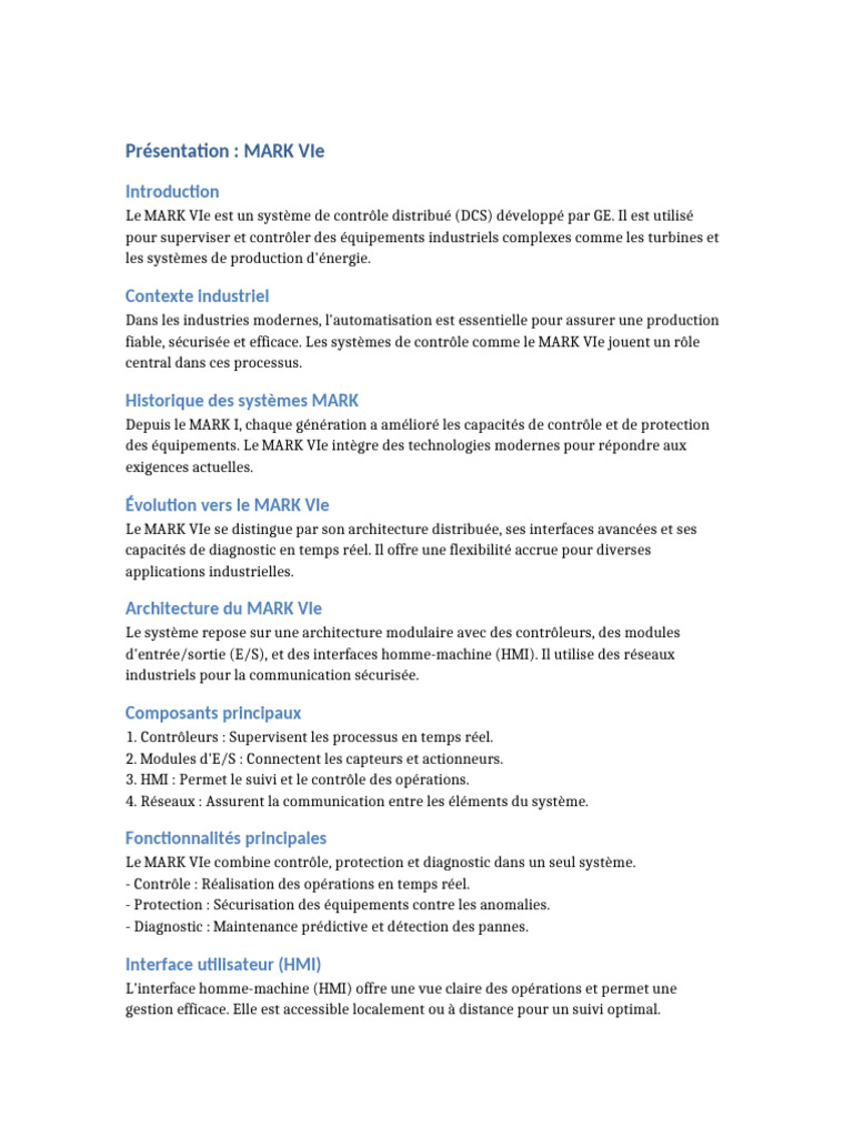 Système de contrôle MARK VIe | PDF | Entrée/Sortie | Efficacité énergétique