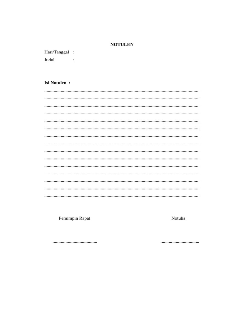 Contoh NOTULEN RAPAT untuk rapat OSIS dll | PDF