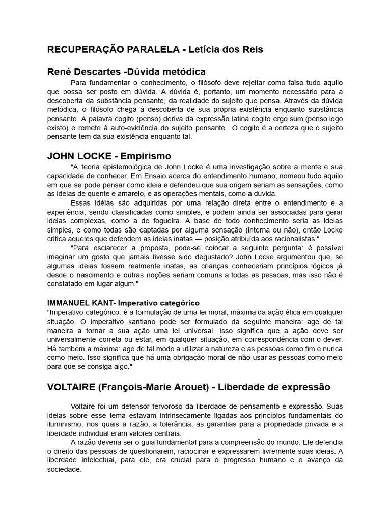 RECUPERAÇÃO PARALELA - Letícia Dos Reis | PDF | Jean-Jacques Rousseau ...