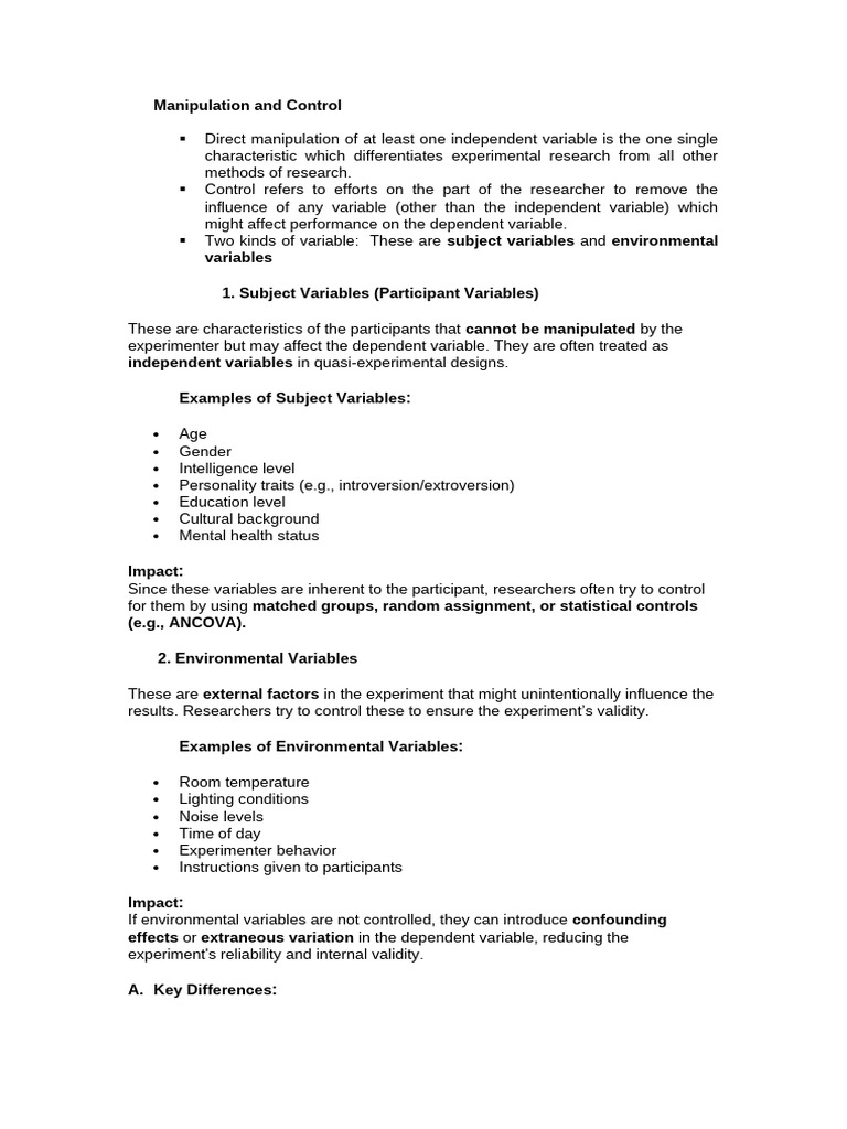 Expe 2 Manipulation and Control | PDF | Validity (Statistics) | Experiment