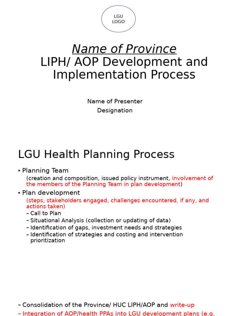 Template - LGU - LIPH - AOP Development and Implementation Process v1 | PDF