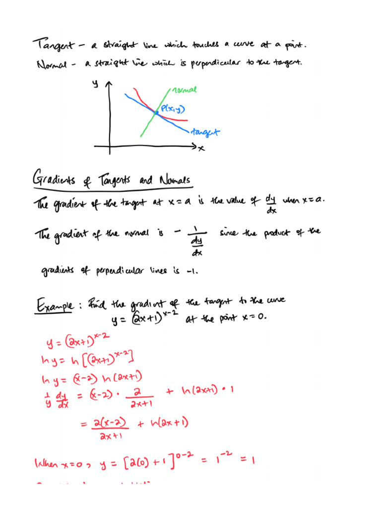 Tangent - A Straight Line Which Touches A Curve at A Point. | PDF