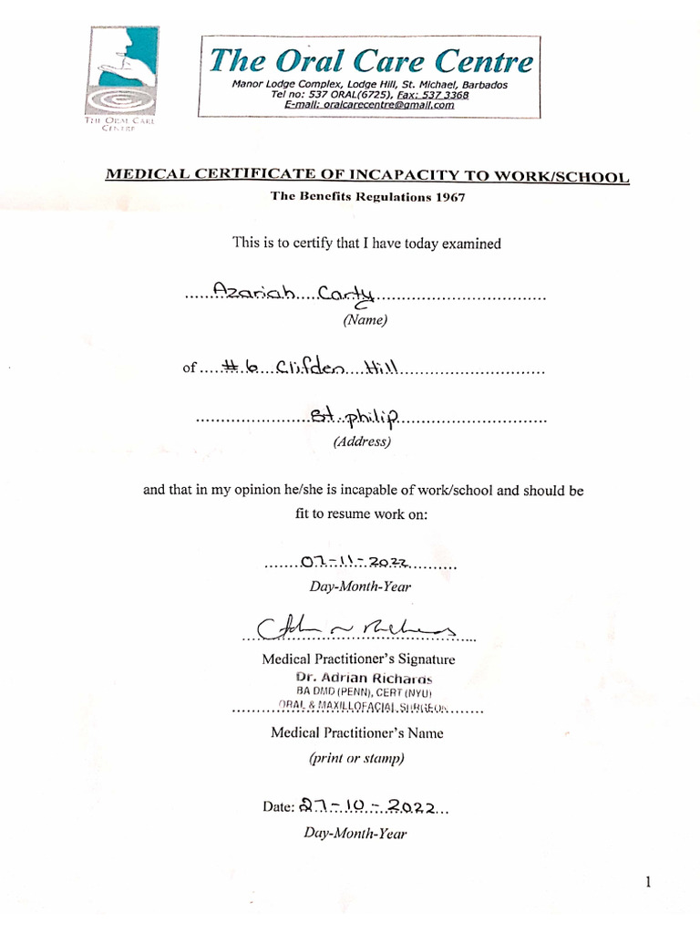 Medical Certificate | PDF
