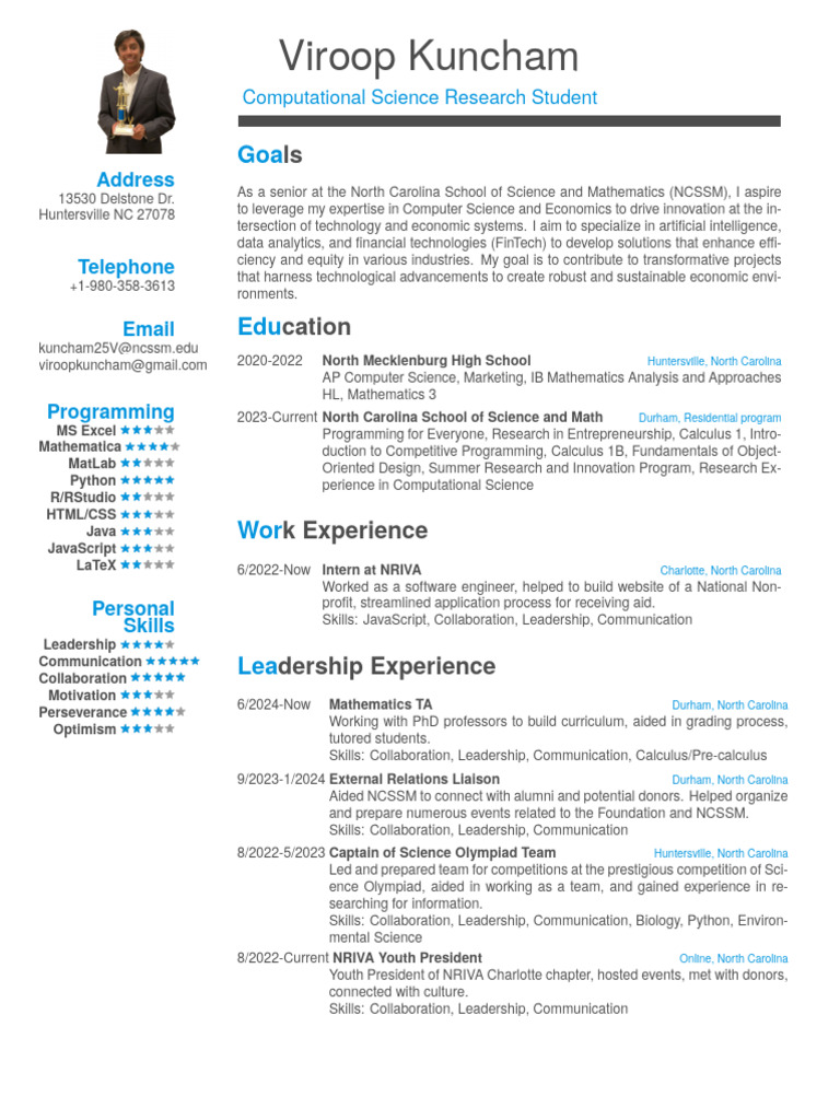 Computational Science Student Profile | PDF | Mathematics | Computer Science