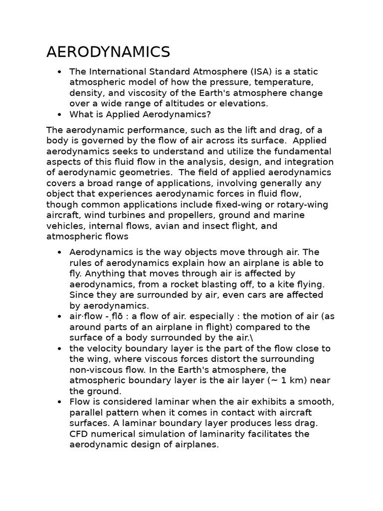 AERODYNAMICS NOTES | PDF | Airfoil | Aerodynamics