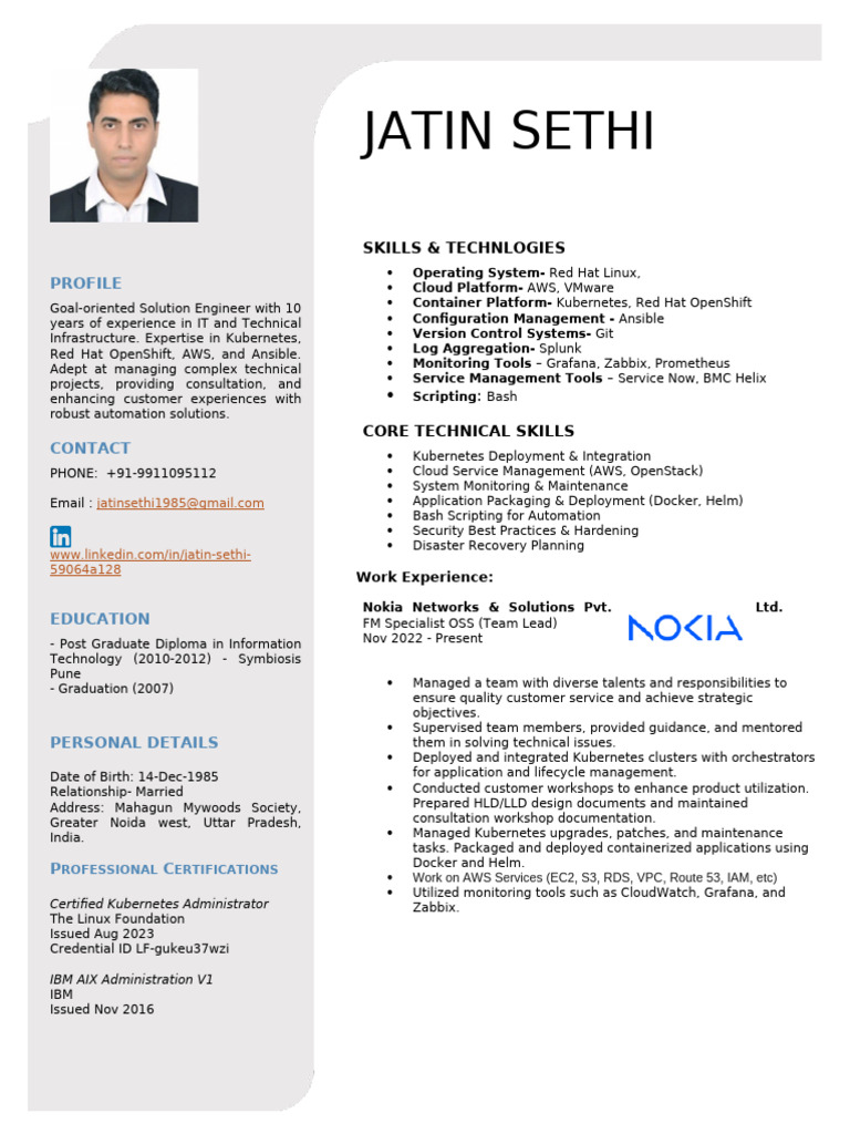 JatinSethi Resume Openshift | PDF | Computing | System Software