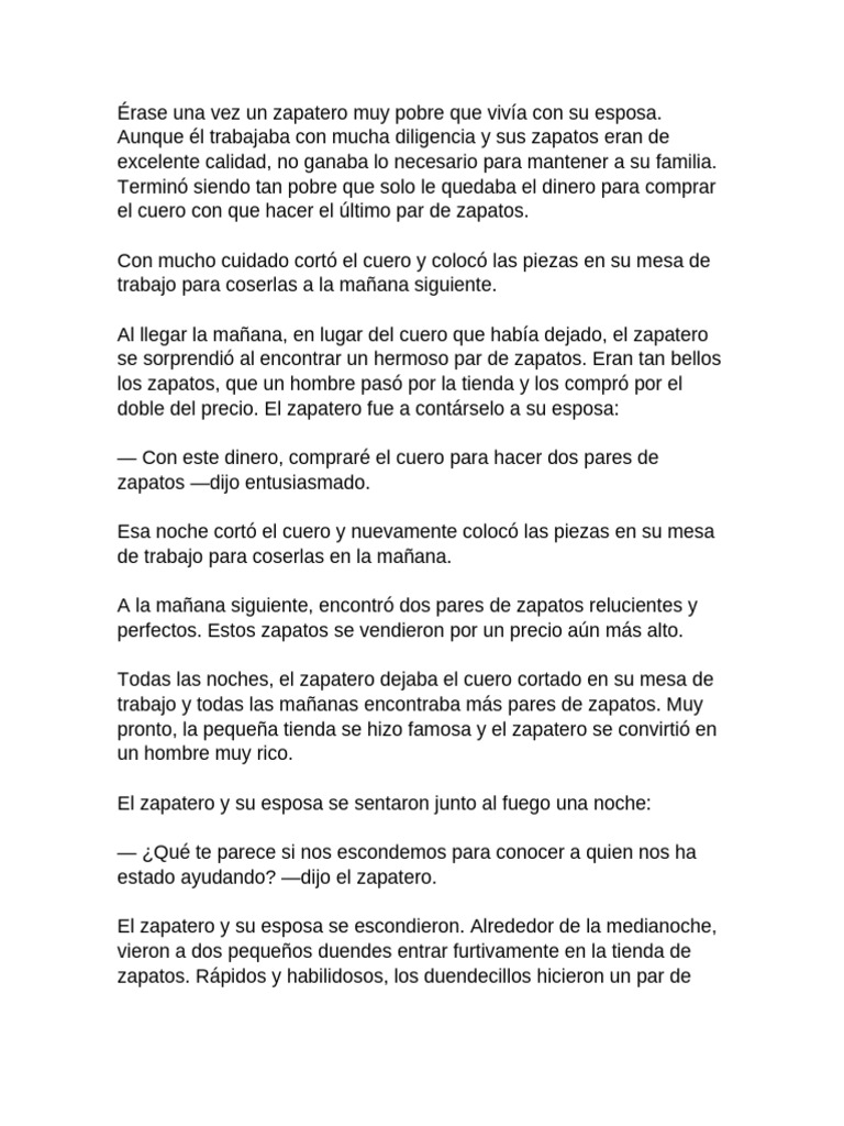 El Zapatero y Los Duendes | PDF | Zapato