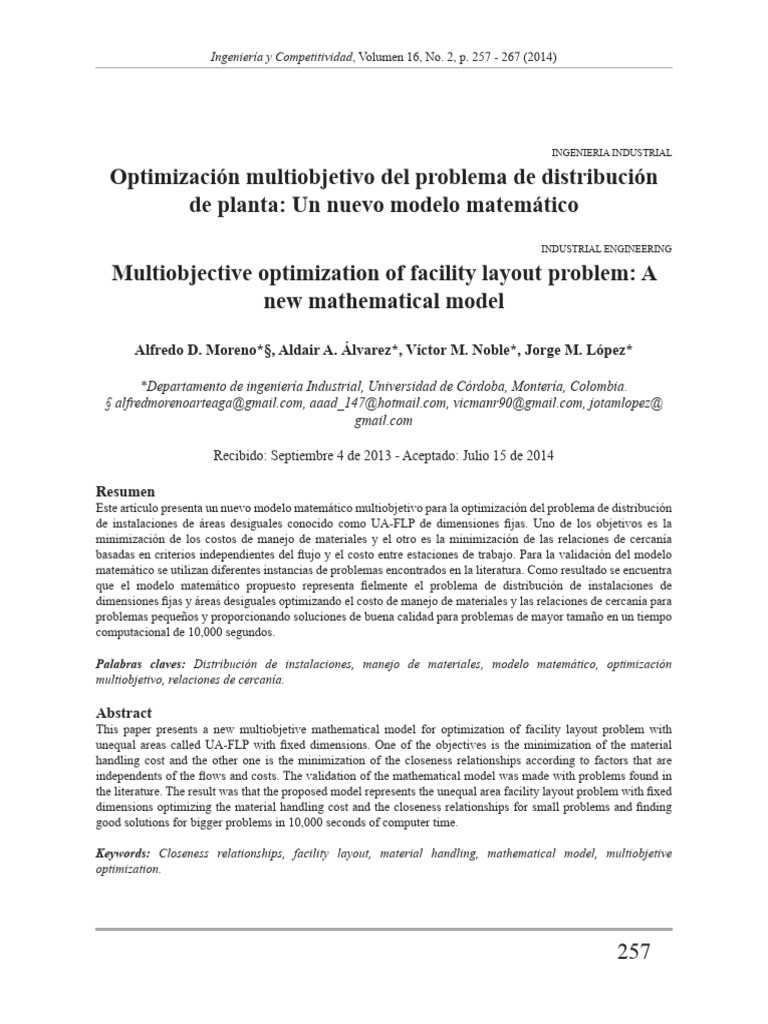 Optimizacion Multiobjetivo Del Problema de Distribucion de | PDF | Unidad Central de ...