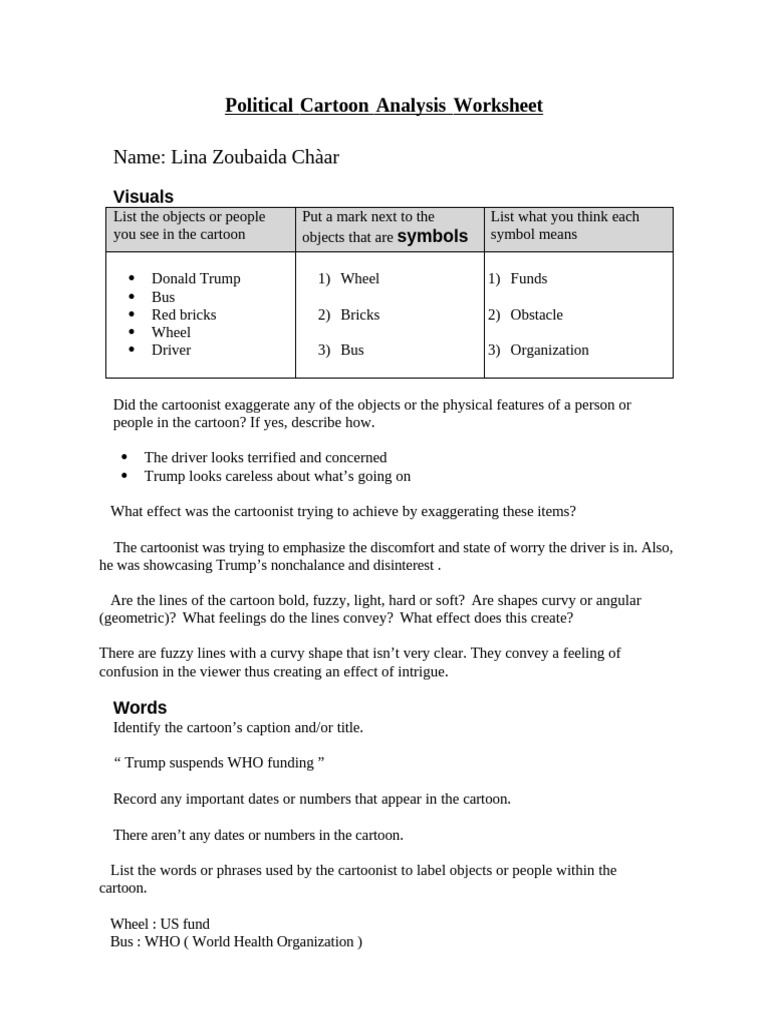 Political Cartoon Analysis Worksheet | PDF | Psychology