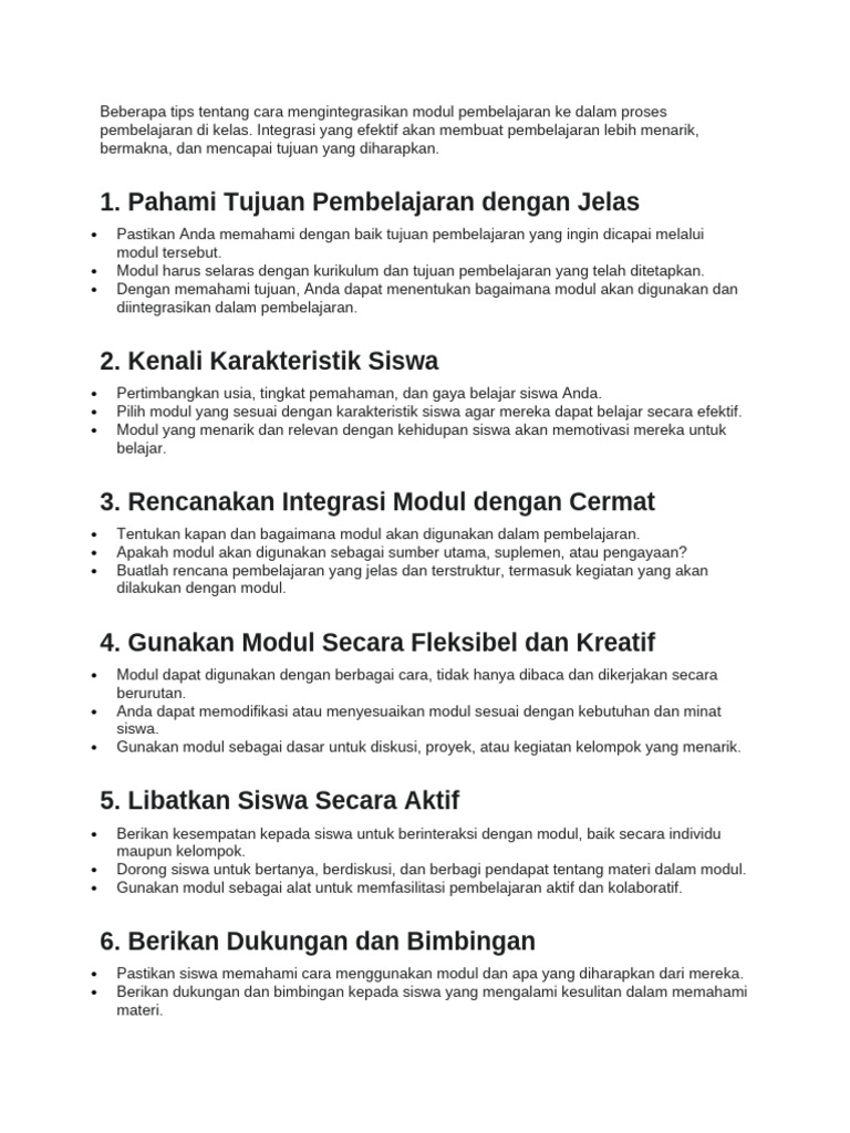 Tips Integrasi Modul | PDF