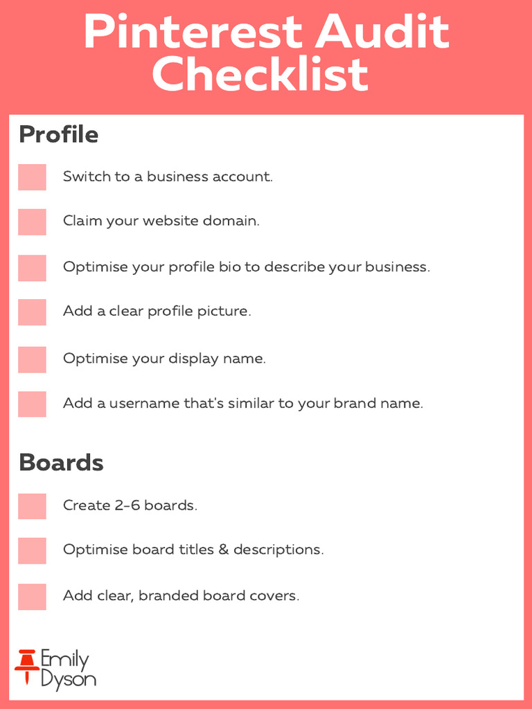 Pinterest Account Audit Checklist | PDF