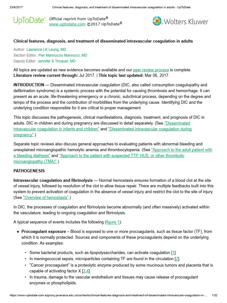 Clinical Features, Diagnosis, and Treatment of Disseminated ...