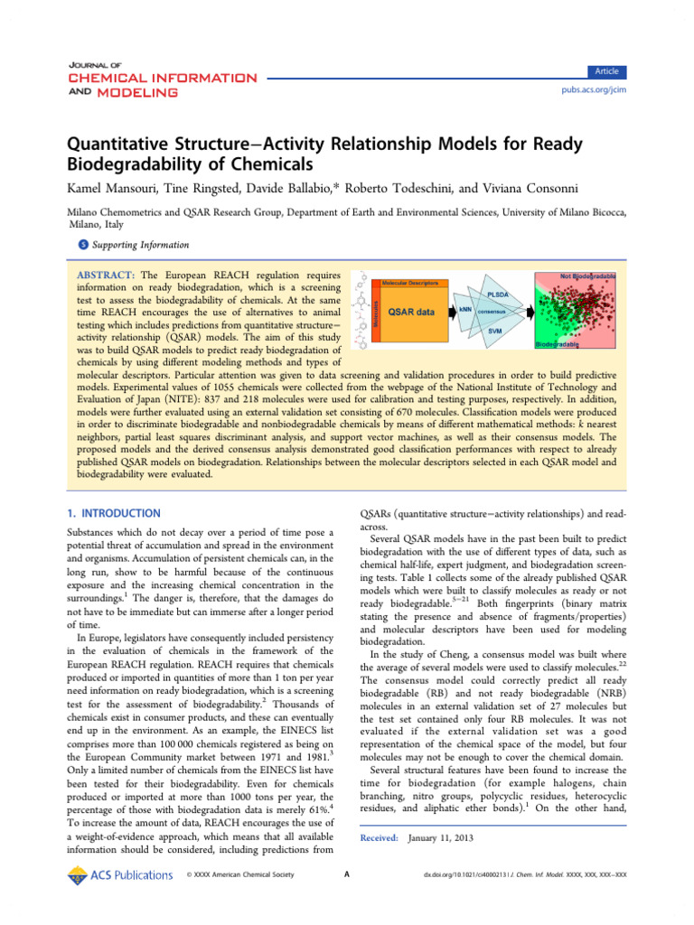 Mansouri - Quantitative Structure Activity Relationship Models For Ready | PDF | Quantitative ...
