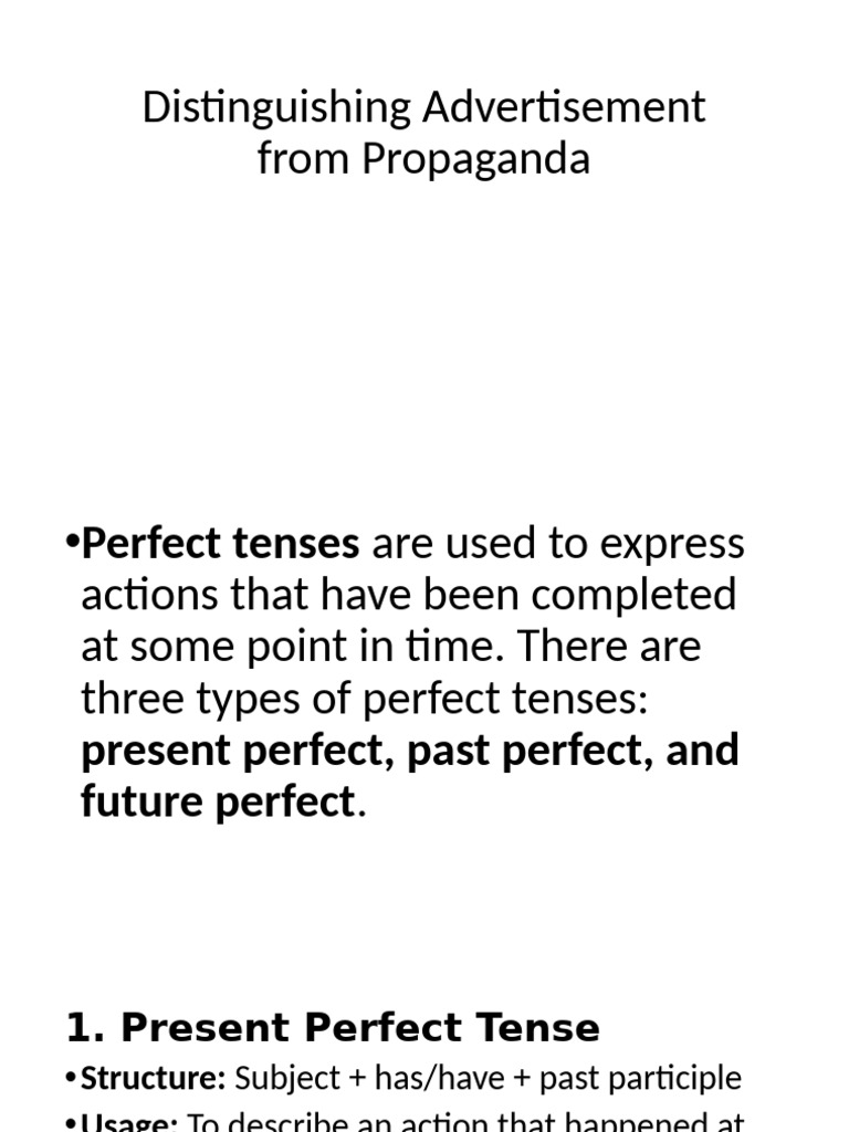 Advertisement vs. Propaganda Explained | PDF | Perfect (Grammar ...