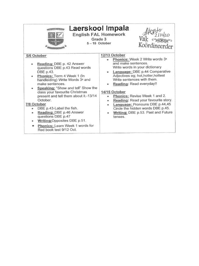 Huiswerk-Alle Vakke | PDF
